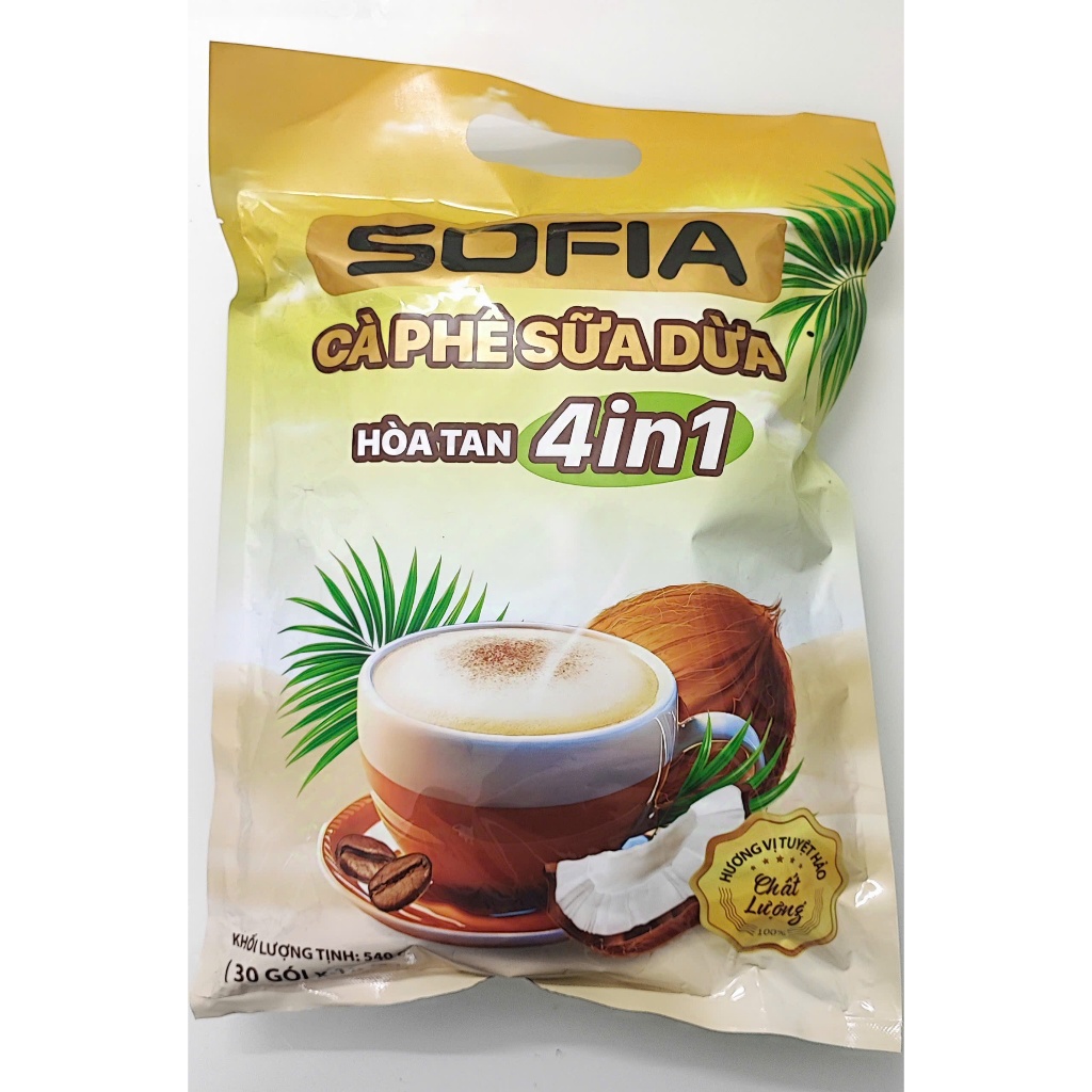 Cà phê Sữa Dừa hòa tan 4 in 1 SOFIA 540g (30 gói/bịch) | Shopee Việt Nam