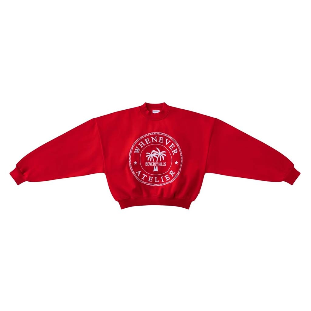WHENEVER Áo Sweater Whenever Atelier Beverly Hills Embroidery Vải Nỉ ...