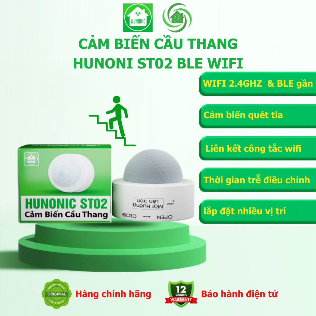 Cảm Biến Cầu Thang Hunonic ST02 WIFI BLE, Phát Hiện Chuyển Động, Kết Nối Công Tắc, Liên Kết ...