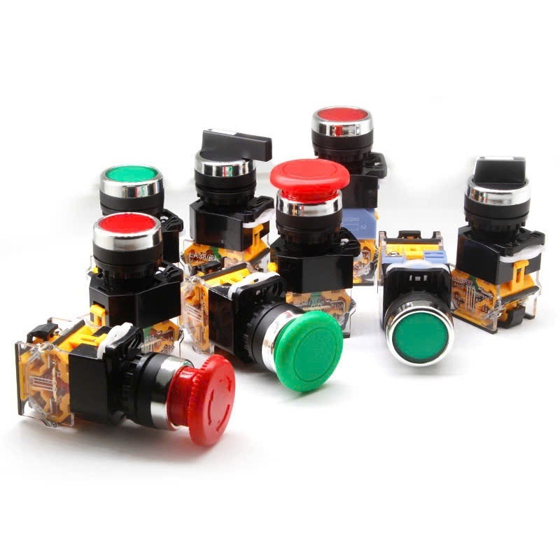 TH LA38 công tắc xoay 2 3 vị trí, nút nhấn đề nhả nhấn giữ không đèn có đèn xanh đỏ vàng phi 22 ...