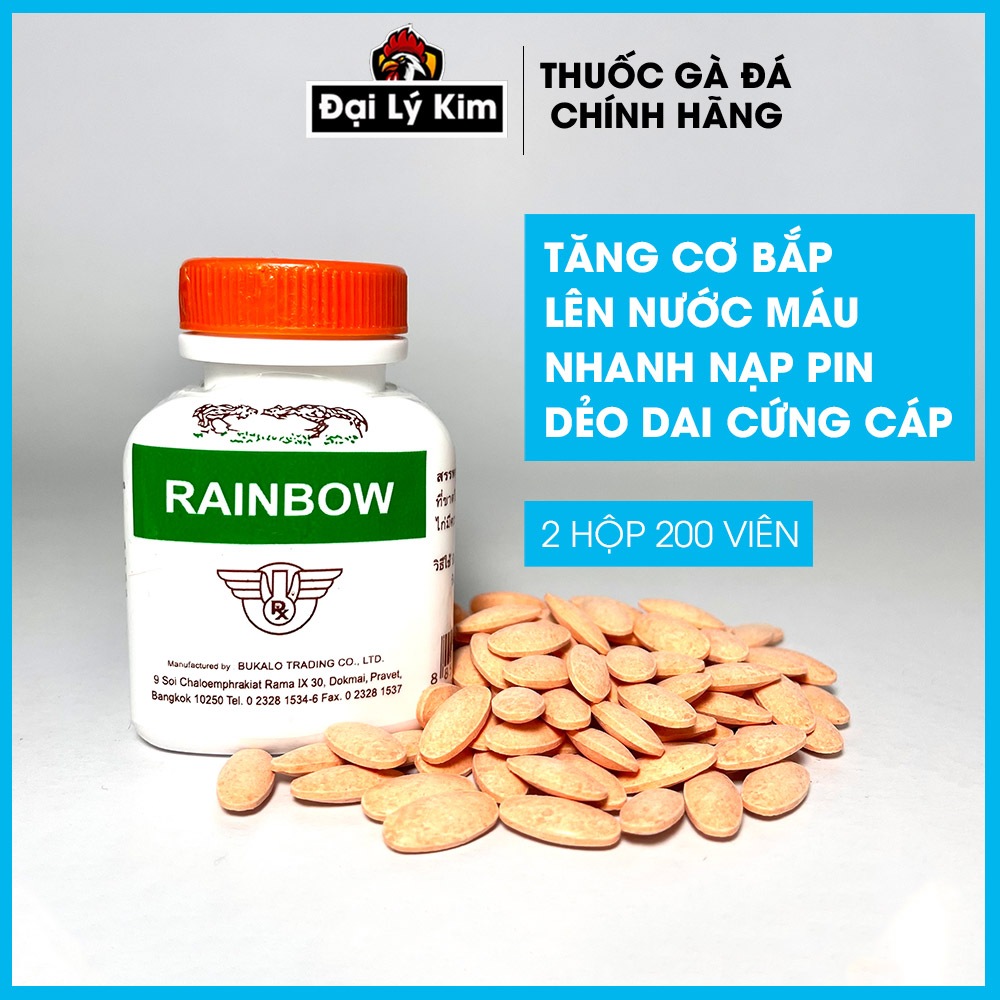 2 hủ sản phẩm nuôi gà đá tăng bo Rainbow, 200 viên, nhập khẩu Thái Lan ...