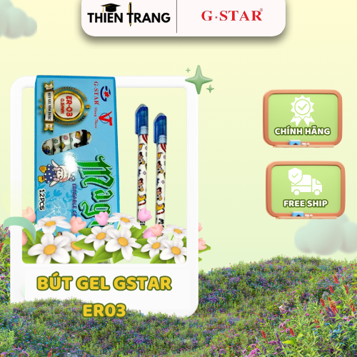 Hộp 12 Cây Bút Gel Xóa Được 0.5mm Gstar ER03 Mực Xanh/Tím Ngòi Kim | Shopee Việt Nam