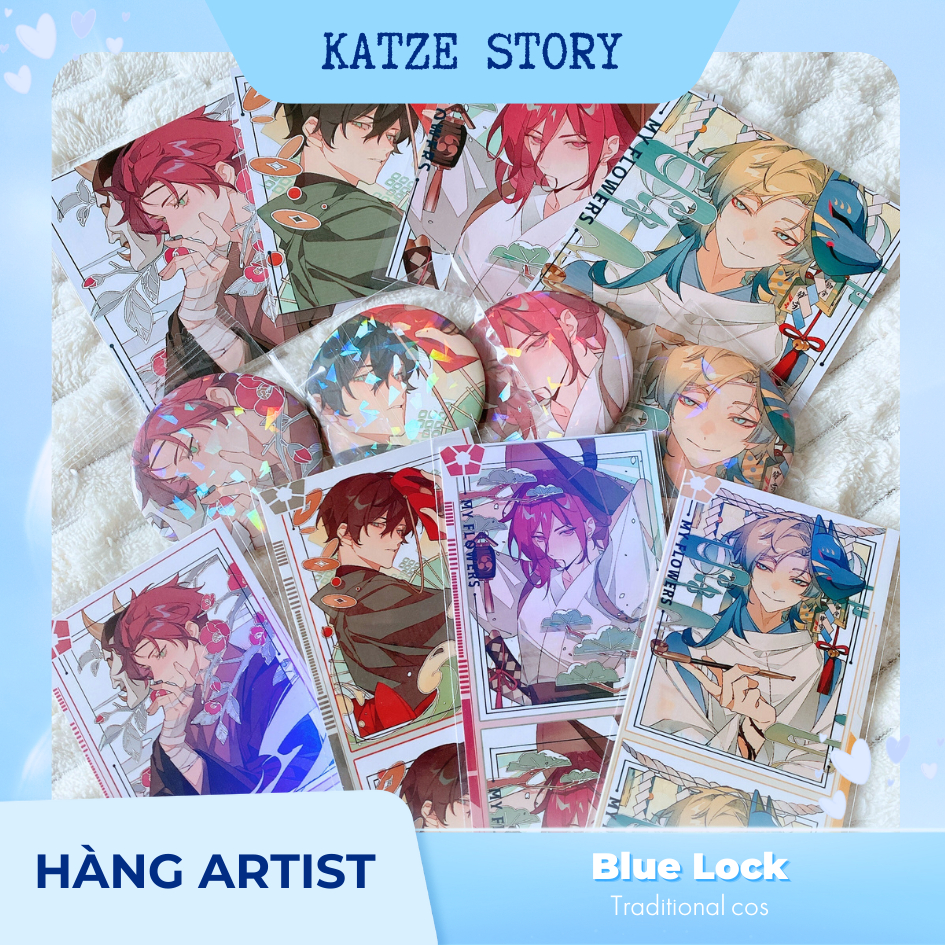 [Katze - Hàng artist] Card thẻ vuông, ticket, huy hiệu Blue Lock Sae ...