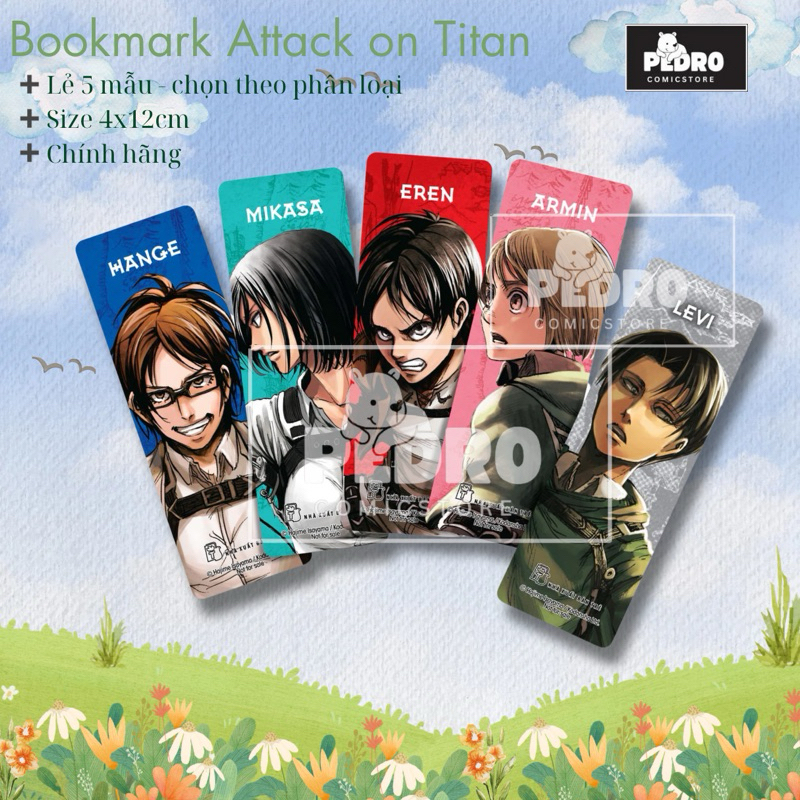 (Lẻ) Dấu Trang 🎶 Bookmark Attack On Titan (COFI 12 -2024) 🎶 Lẻ Set 5 Bookmark AOT | Shopee Việt Nam