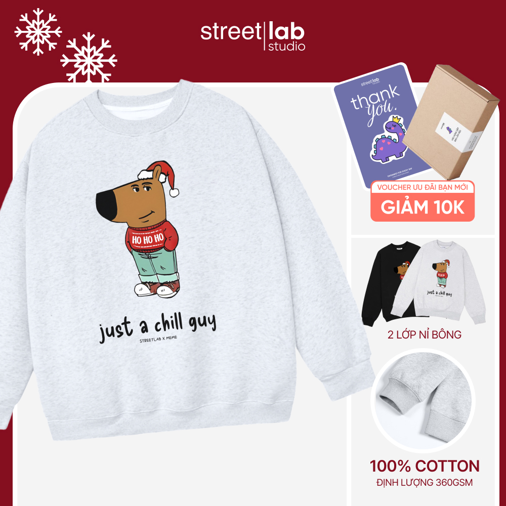 Áo sweater chill guy STREETLAB in hình chàng trai thư giãn - STR0052 ...