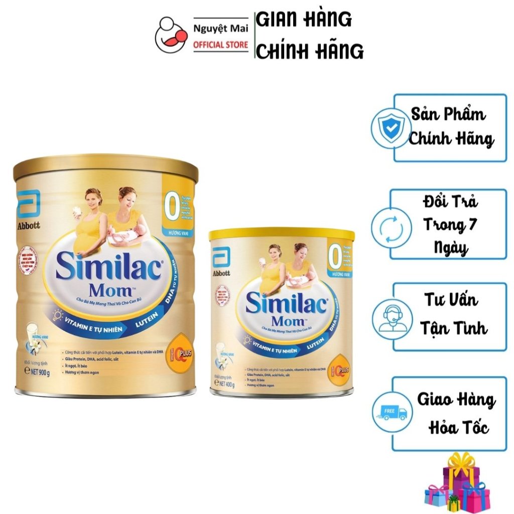 Sữa Bột Abbott Similac Mom IQ Plus Hương Vani Hộp 400g/900g (Bà mẹ mang ...
