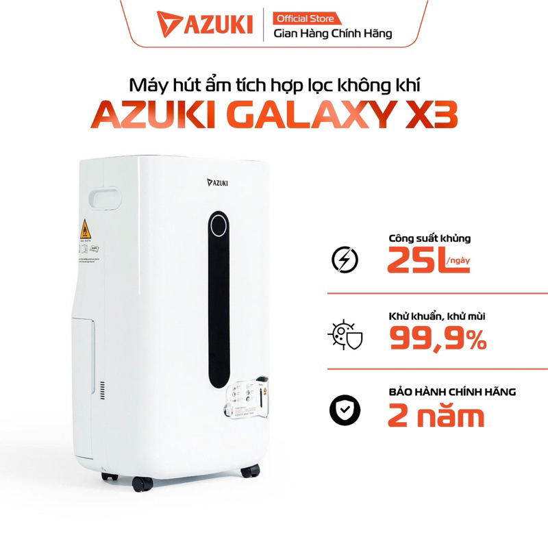 Máy Hút Ẩm Lọc Không Khí AZUKI GALAXY X3 Dung Tích 6,5L Công Suất Hút Ẩm 25L/ Ngày[ Bảo Hành ...