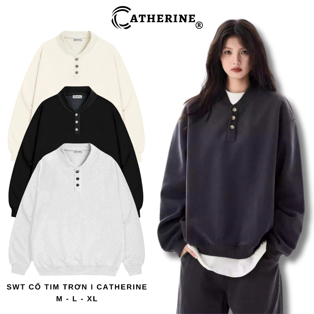 Áo Sweater Cổ Tim Cài Khuy Local Brand Catherine /Trơn | Shopee Việt Nam
