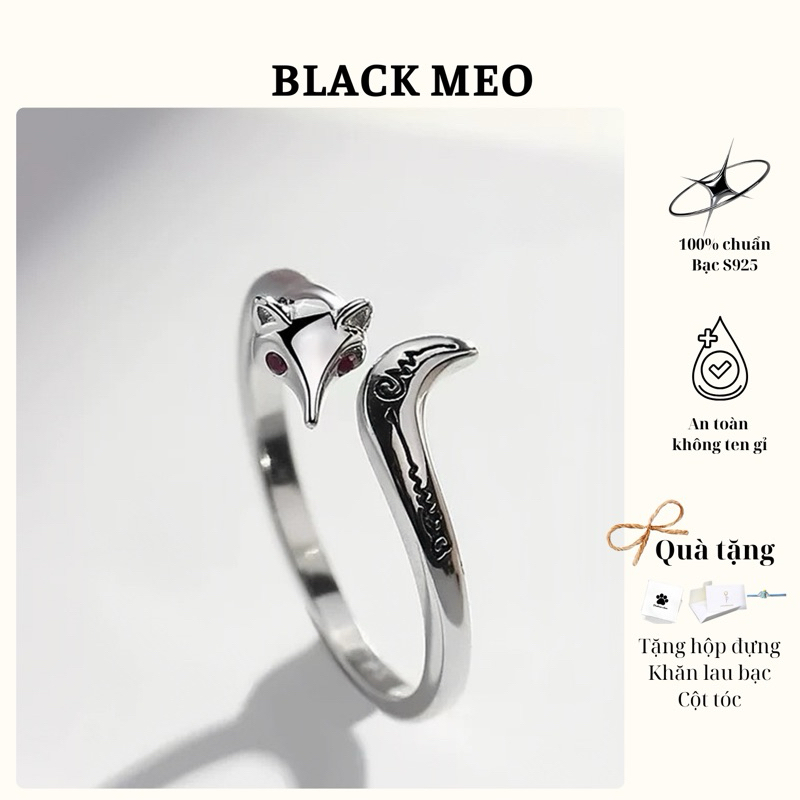[Có Sẵn] Nhẫn Bạc Nữ Hồ Ly Mắt Tím Bạc Ý 925 Cao Cấp BLACKMEO, Nhẫn Bạc Freesize Hình Cáo Mắt ...