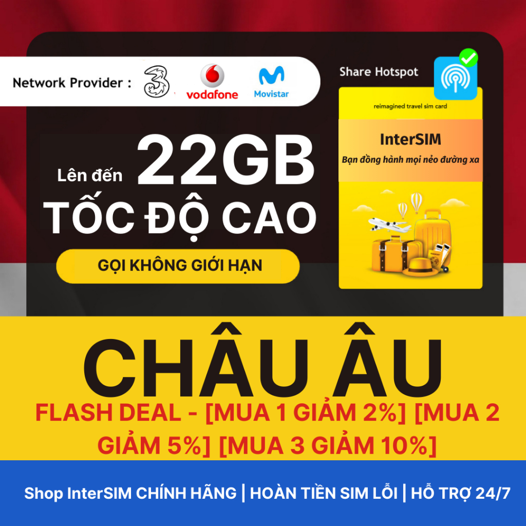 【Sim du lịch Châu Âu Pháp Thuỵ Sĩ Ý】【Nhà mạng Vodafone】【Internet tốc độ cao 4G / 5G Nghe gọi vô ...