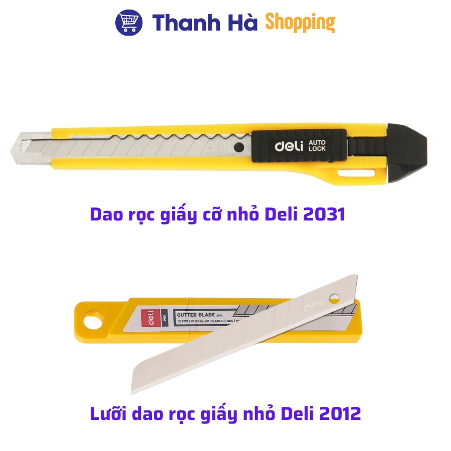 Dao rọc giấy cỡ nhỏ Deli 2031 và Lưỡi dao rọc giấy nhỏ Deli 2012 - Dao ...