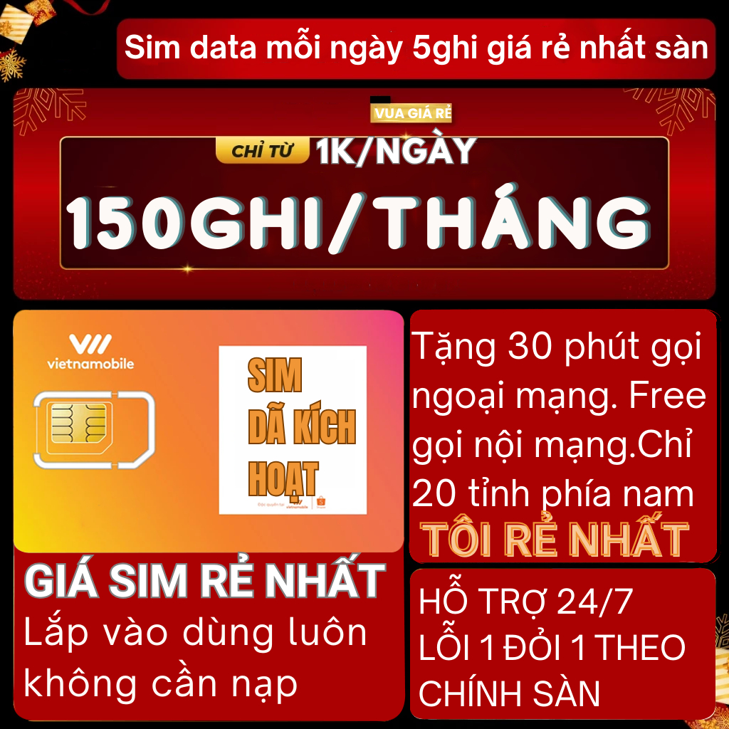 [TẶNG SIM MIỄN PHÍ] Sim Phát Lộc Vĩnh Viễn 2024 Data 5GB/Ngày + 30p Ngoại Mạng + Free Nội Mạng ...