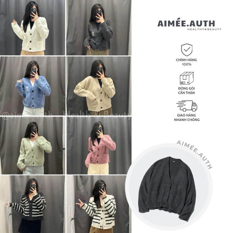 [AUTH] Áo Cardigan len Souffle cổ V UNI Nữ - Mã 469428 | Shopee Việt Nam