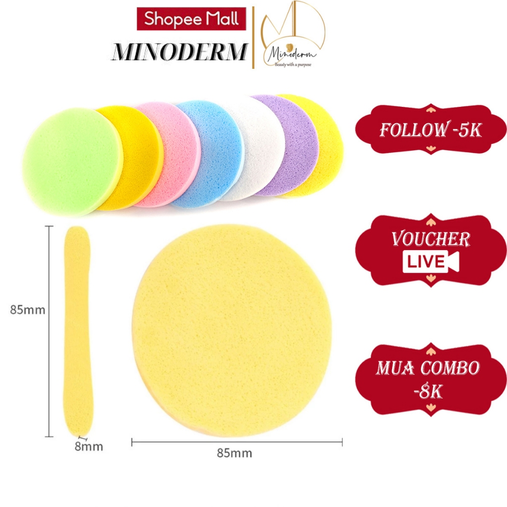 Bông nở rửa mặt bọt biển Minoderm Chivey mút xốp mềm mại, tiện lợi,12 ...