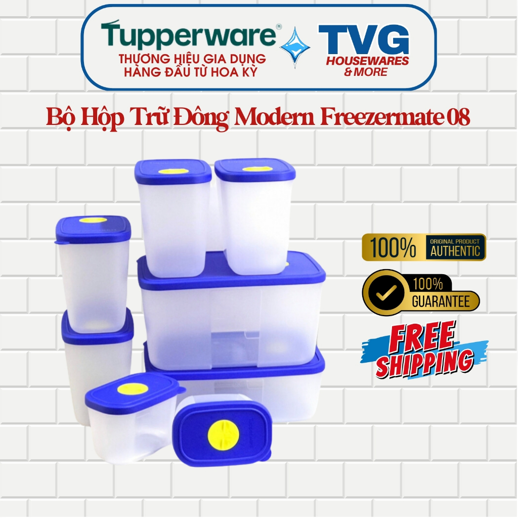 Bộ trữ đông Mordern Freezermate 08 món Tupperware trang bị ĐỒNG HỒ TRÊN NẮP TVGhouseware ...