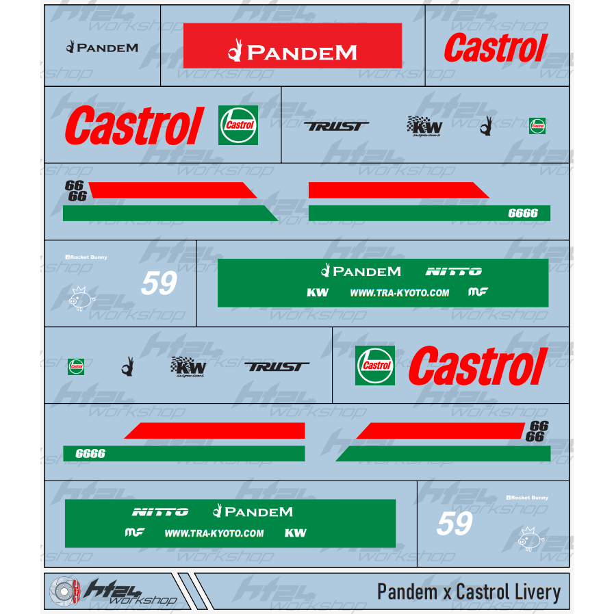 HT24workshop - Decal nước Pandem x Castrol Livery dành cho xe mô hình 1 ...