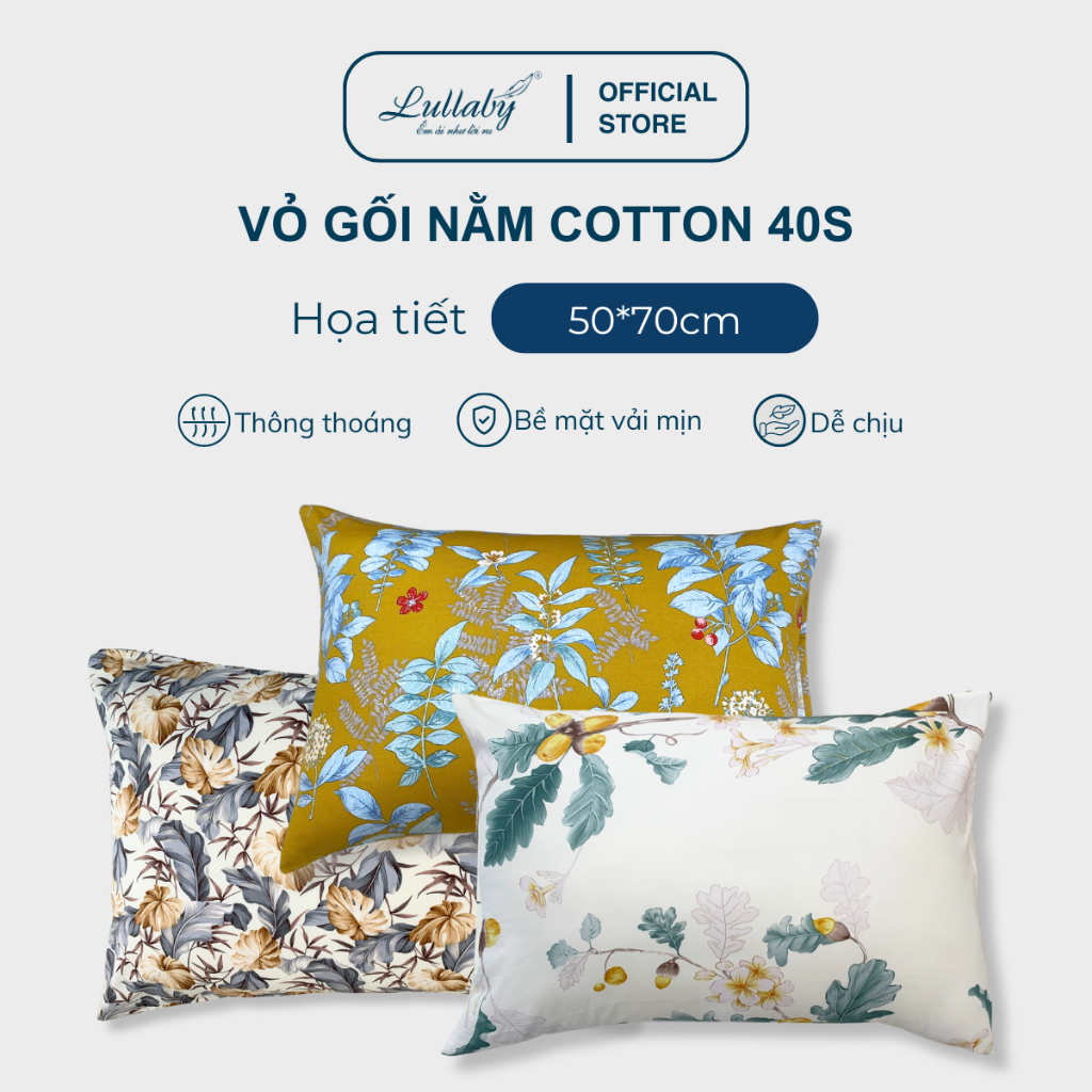 Vỏ gối nằm cotton Hàn Quốc thông thoáng Lullaby nhiều họa tiết 50x 70cm ...