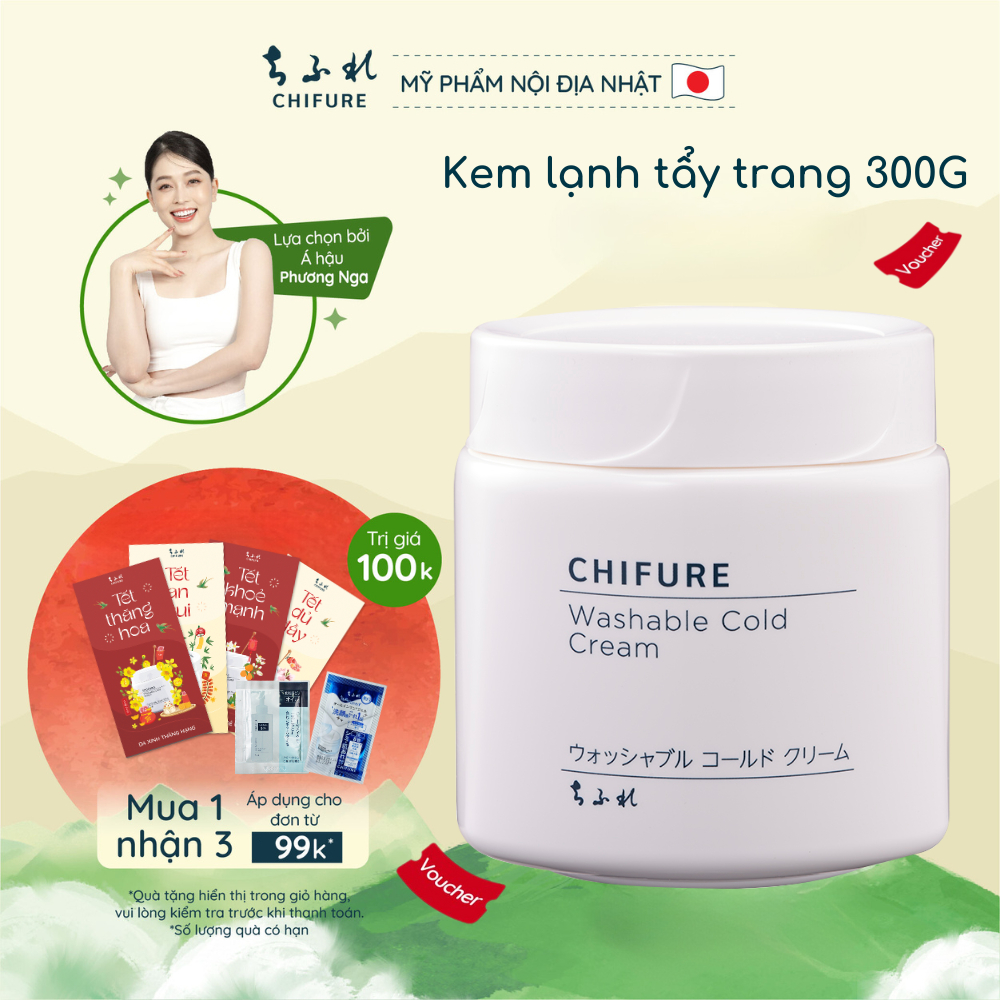 Tẩy trang, Kem tẩy trang Chifure Washable Cold Cream 300G 2 in 1, tẩy trang, cấp ẩm, ngừa lão ...