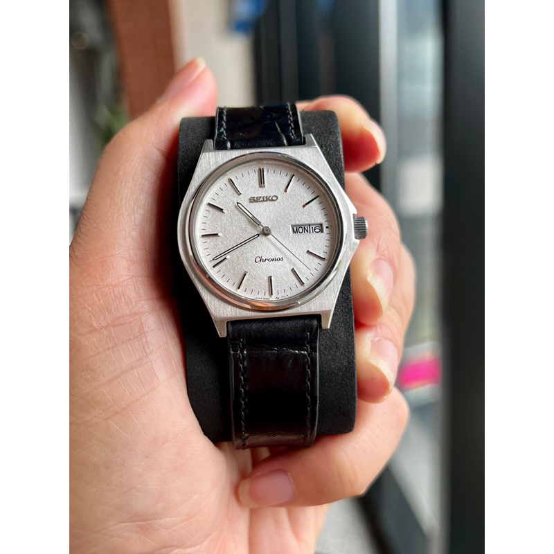 Đồng hồ Seiko quartz Chronos Dial trắng Snowflake rất đẹp và mới ...