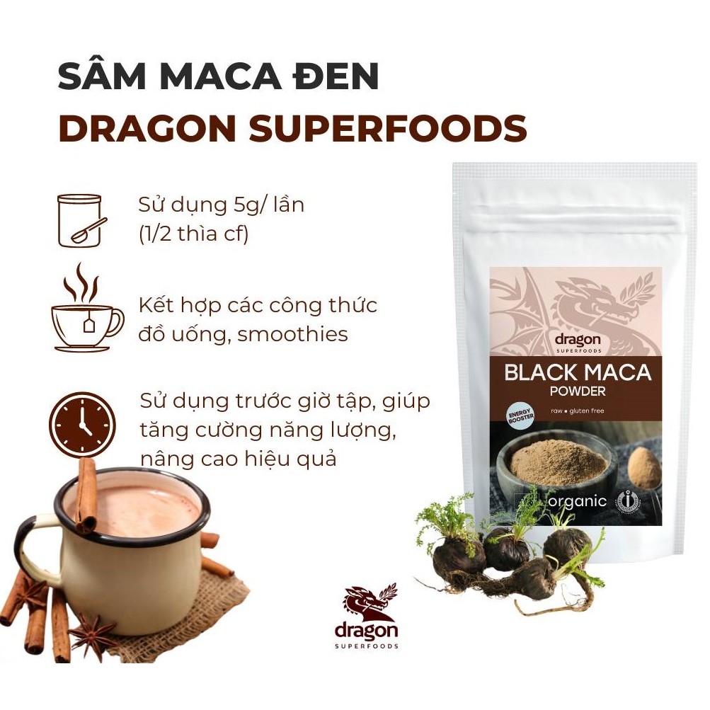 Bột maca đen hữu cơ (Organic Black Maca) - Dragon Superfoods - 100g ...