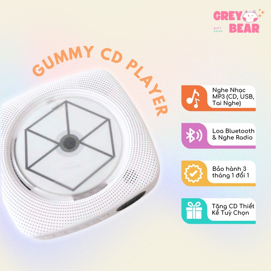 GUMMY CD PLAYER - Máy Nghe Nhạc Treo Tường Tích Hợp Loa Bluetooth Radio ...
