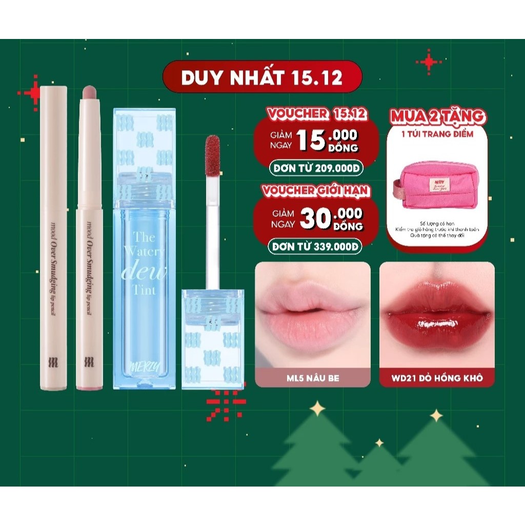 Combo Son Merzy The Watery Dew Tint Ver 4 + Chì Kẻ Viền Môi Merzy Mood ...