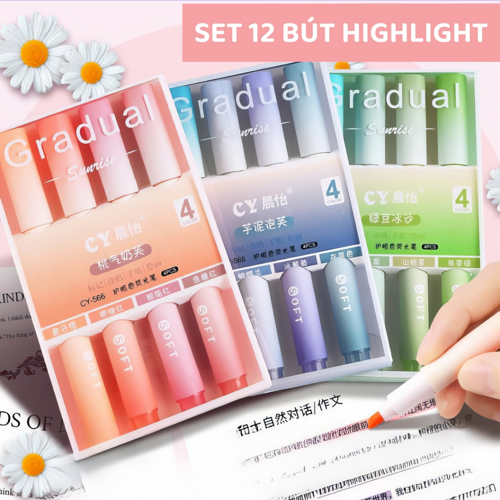 Bút Ghi Nhớ Highlight Dạ Quang Gradual Nhiều Màu Bút Đánh Dấu Ghi Chú ...