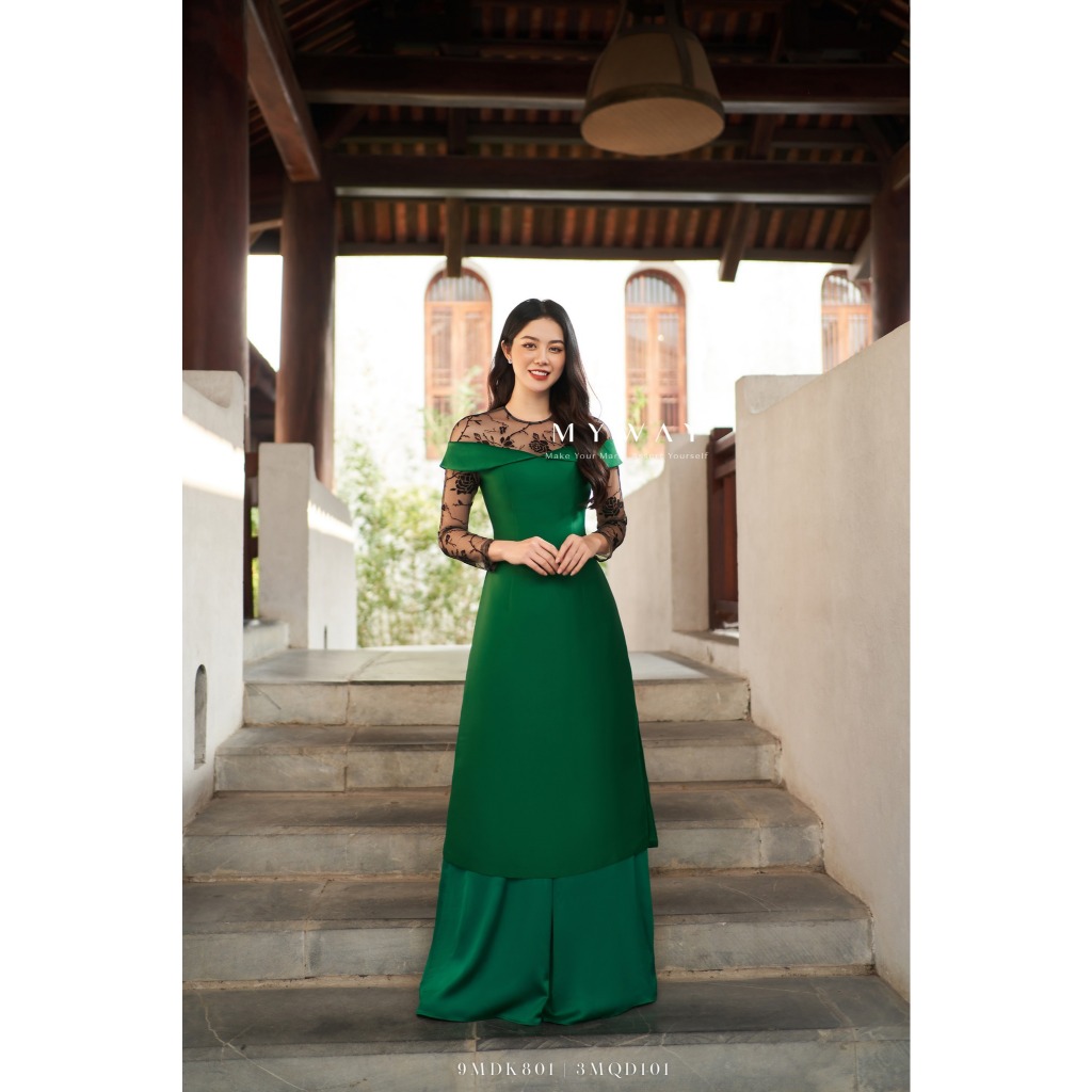 Áo Dài Nữ MY WAY Tay Dài Phối Ren Cách Tân Sang Trọng 9MDK801 | Shopee ...