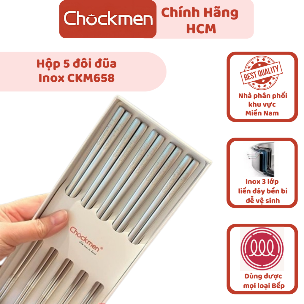 Đũa inox 304 chống trượt, hộp 5 đôi đũa inox 316 CKM658, Chockmen HCM | Shopee Việt Nam