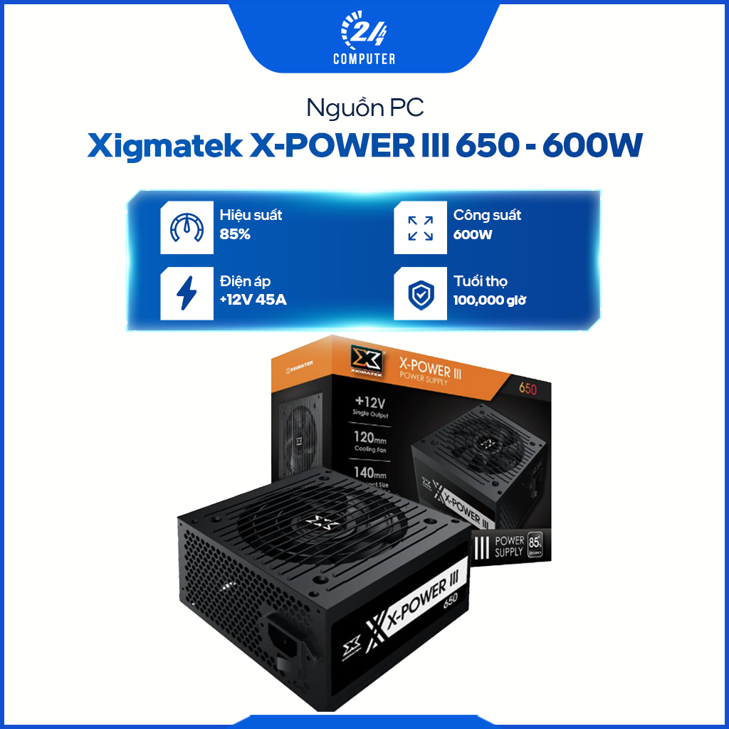 Nguồn máy tính Xigmatek X-POWER III 650 Màu Đen, Bảo hành 36 tháng ...