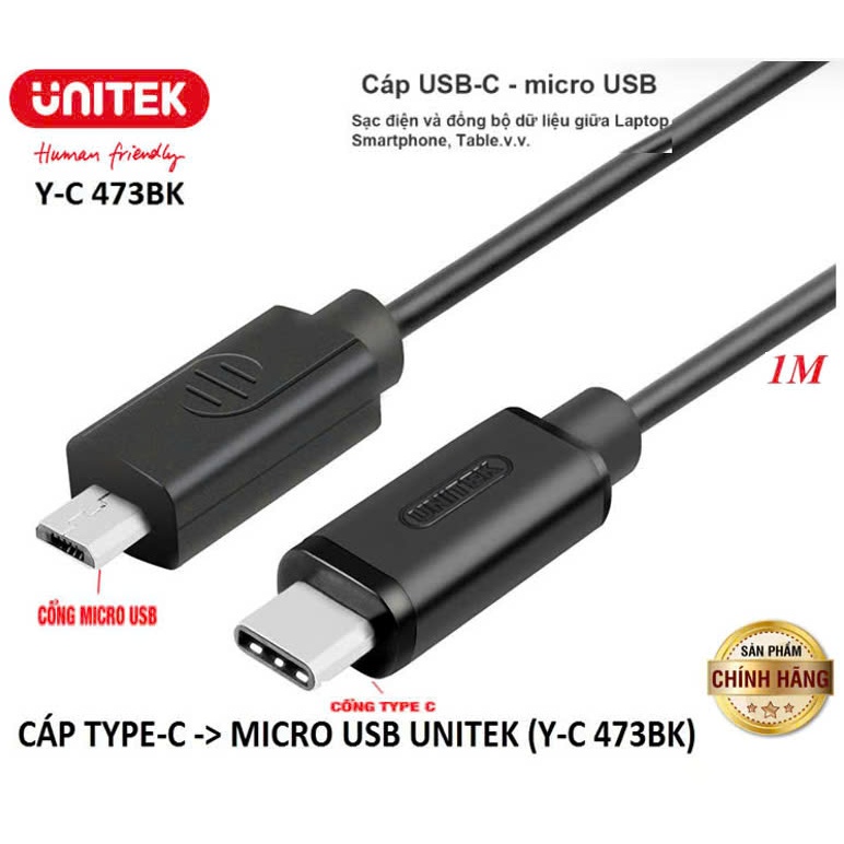 [Mã ELMS10 giảm 6% đơn 50K] Cáp USB C to Micro / Mini USB Ugreen 50445 US242 Unitek YC-473BK ...