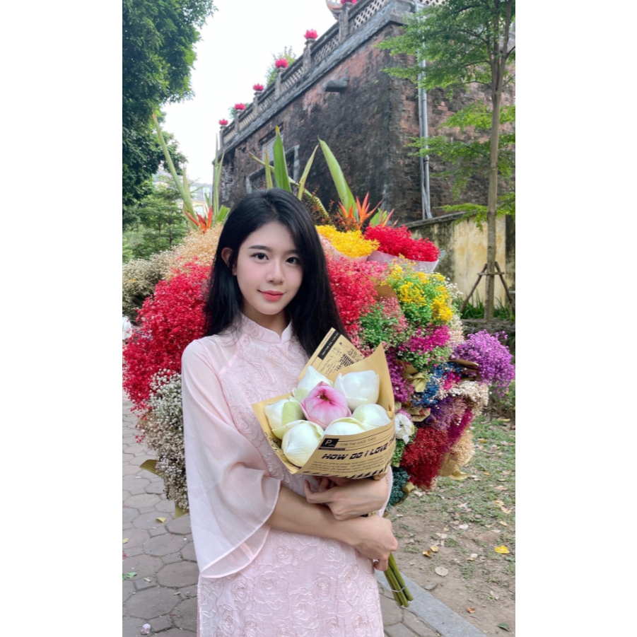 Áo dài Gấm Hoa Hồng nổi - thiết kế dáng suông AZALY-ACT664 | Shopee Việt Nam