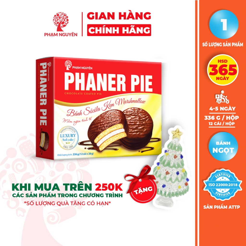[ĐƠN 250K TẶNG 1 CÂY THÔNG PHA LÊ] Bánh phủ socola nhân kẹo dẻo Phaner ...