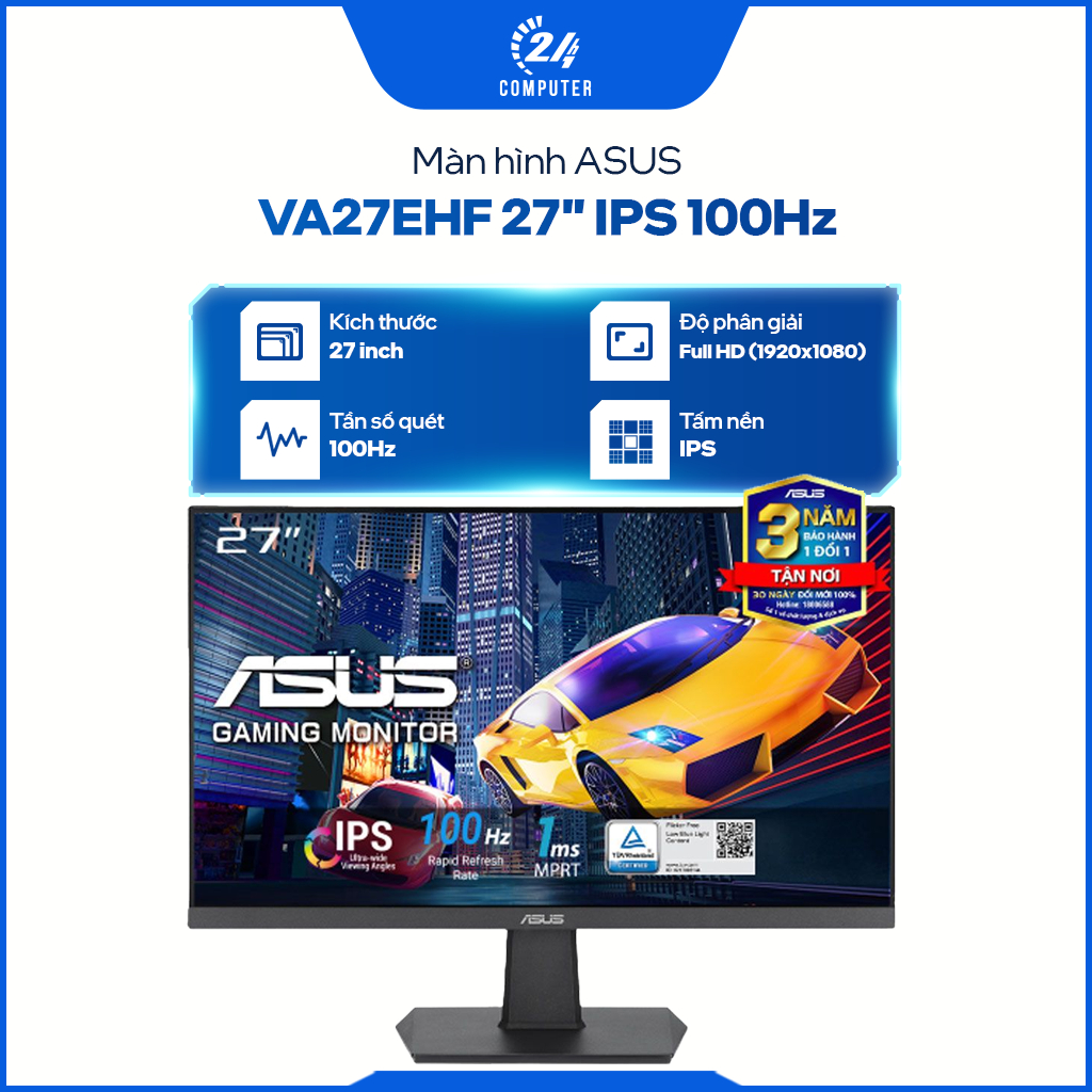 Màn hình ASUS VA27EHF (27 inch/FHD/IPS/100Hz/1ms), Bảo hành 36 tháng | Shopee Việt Nam