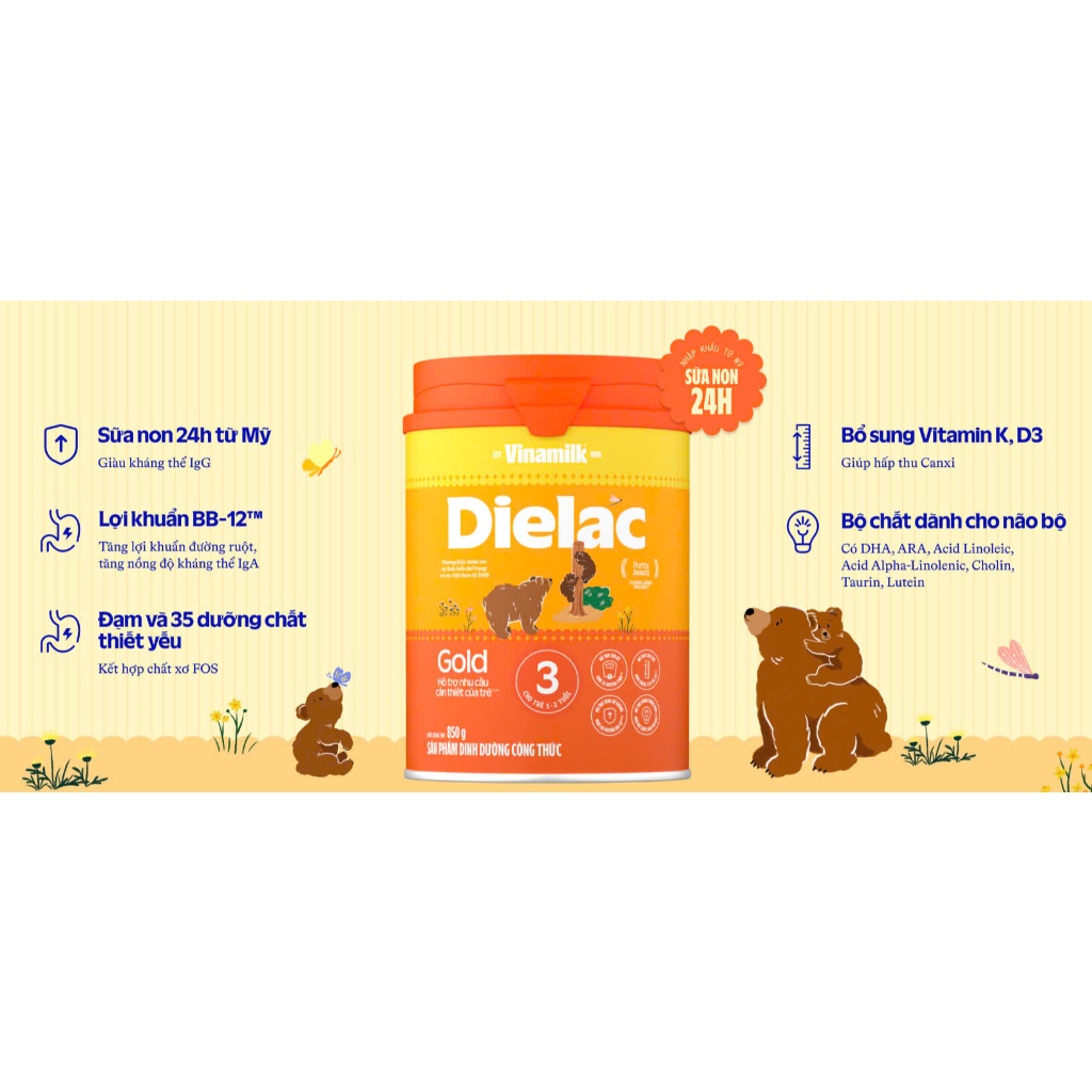 Sữa bột Vinamilk Dielac Alpha Gold 3 1400g (cho trẻ từ 1- 2 tuổi ...