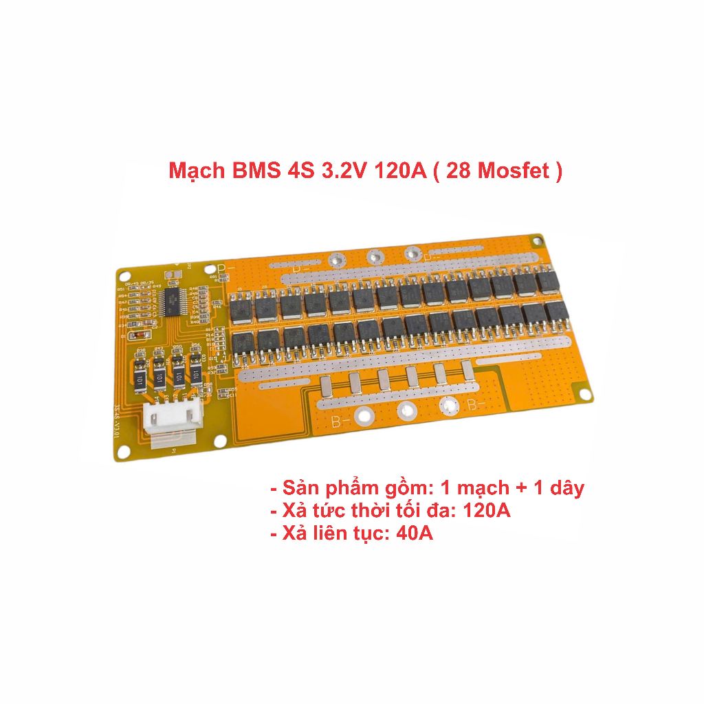 Mạch BMS bảo vệ pin 4S 3.2V 120A - Mạch BMS 4S 3.2V 120A 28 Mosfet ...