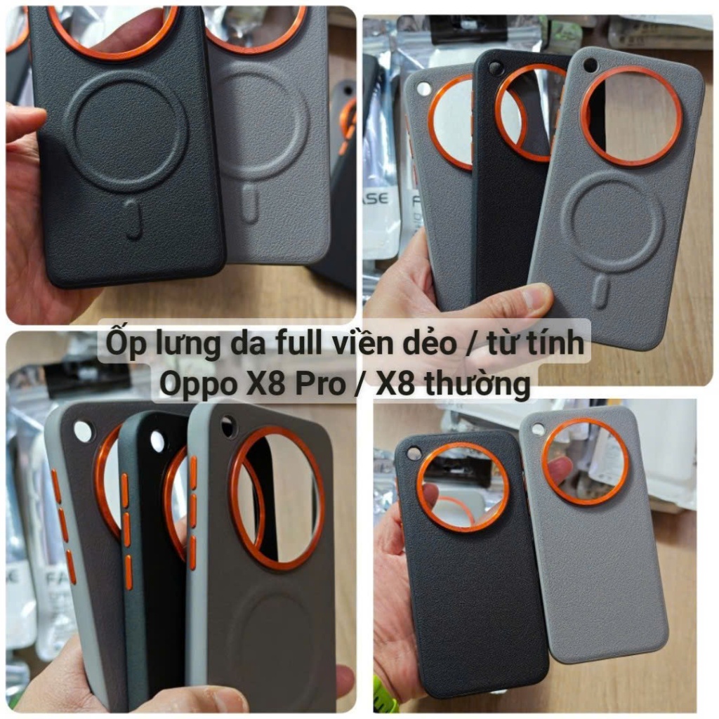 Ốp lưng da Full viền dẻo từ tính, nút hợp kim Oppo X8S / X8 Ultra / X8 ...