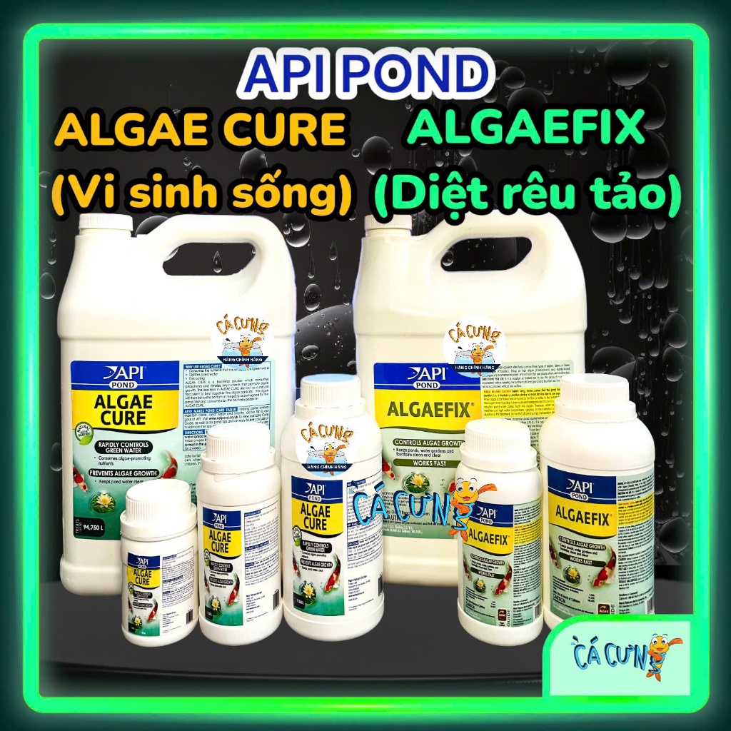 API - Vi Sinh ALGAE CURE POND & Diệt Rêu Tảo ALGAEFIX POND cao cấp cho bể cá cảnh (Hàng Công Ty ...