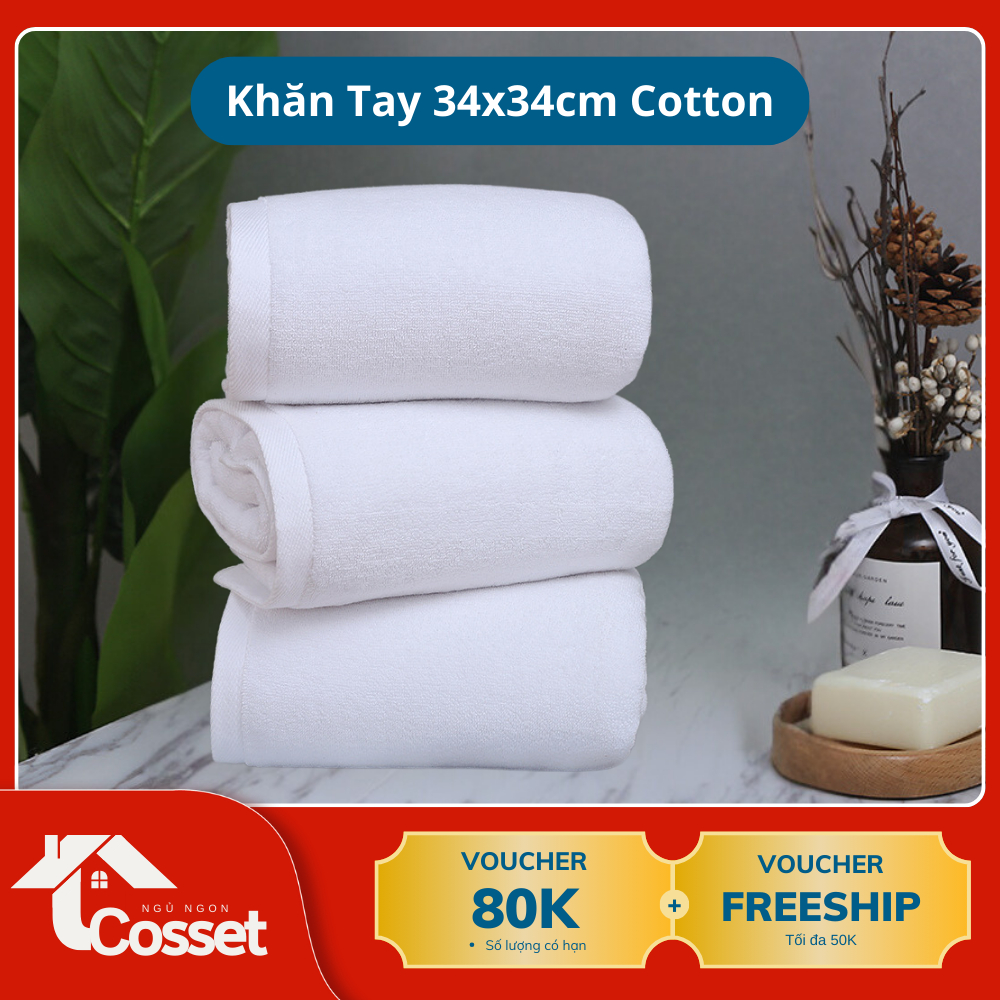 Khăn lau mặt COSSET vuông cao cấp kích thước 34x34 cm – Khăn Mặt Thấm nước tốt – Khăn khách sạn ...