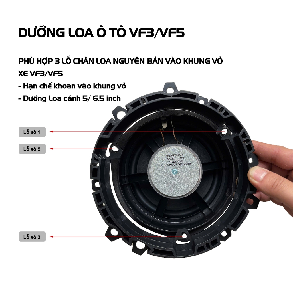 Dưỡng loa cánh ô tô 6.5 inch Vinfast VF3, VF5, dưỡng loa đa năng mẫu ...