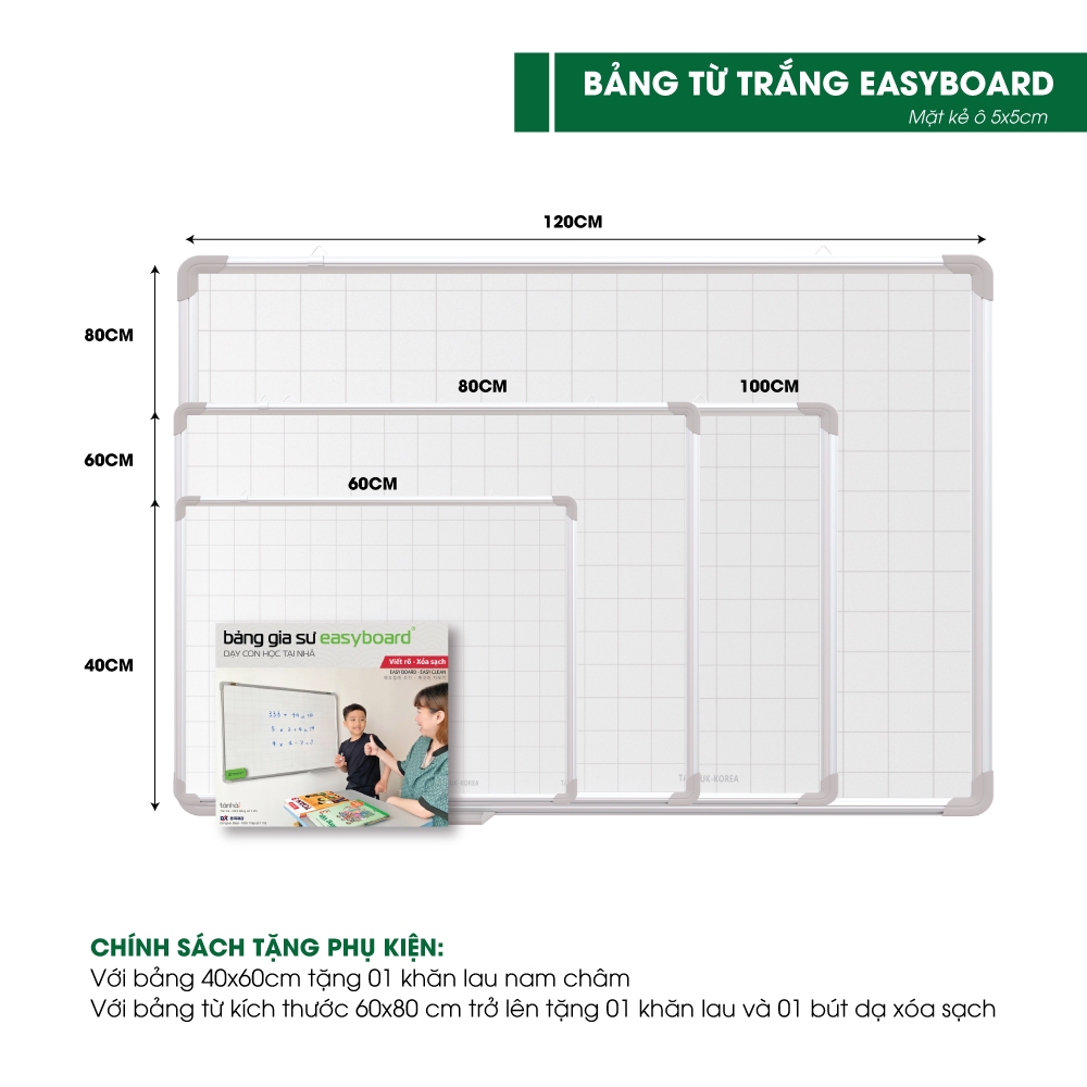 Bảng Từ Trắng Easyboard Tân Hà Thế Giới Bảng - Bảng viết bút lông dễ xoá KT 40x60, 60x80, 60x100 ...