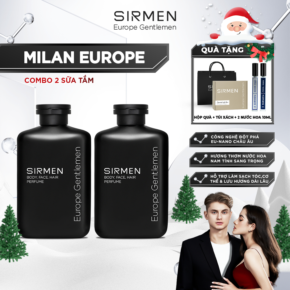COMBO MILAN EUROPE gồm 02 CHAI Sữa tắm gội nam 4 in 1 hương nước hoa ...