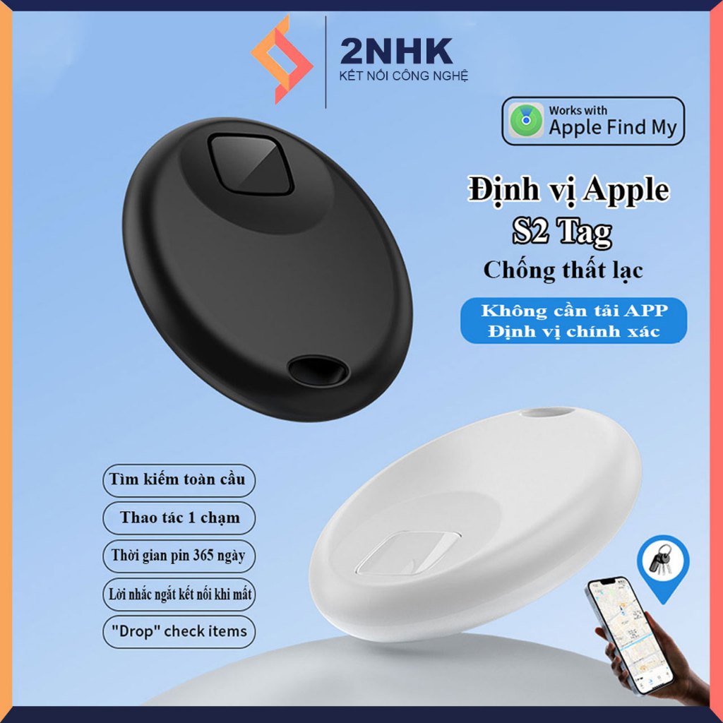 Thiết bị định vị toàn cầu GPS S2 Tag dành cho Apple Find My tìm đồ vật ...