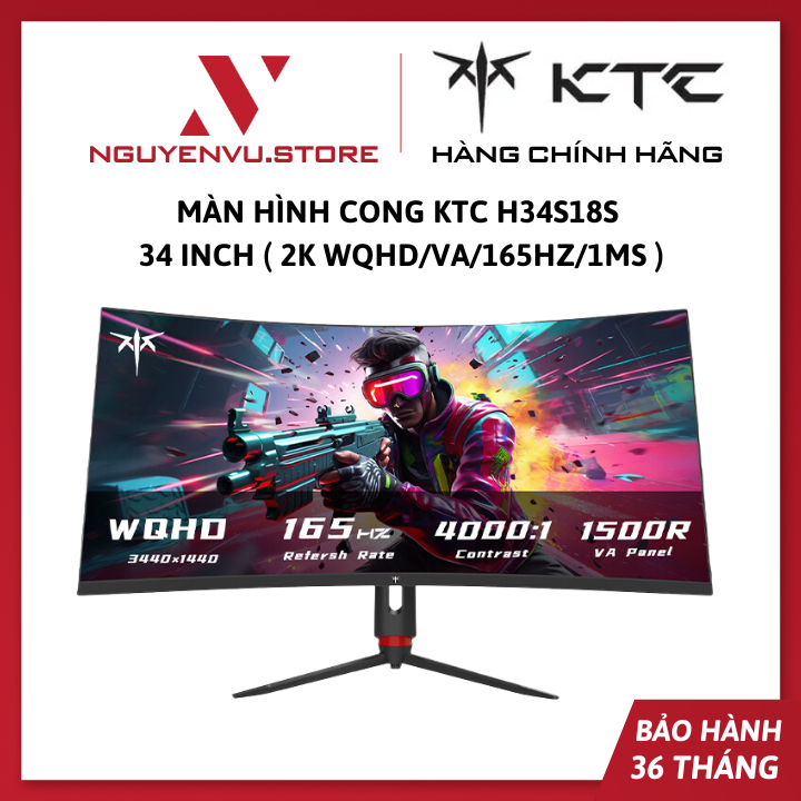 Màn hình Cong KTC H34S18S 34 inch ( 2K WQHD/VA/165Hz/1ms ) - Hàng Chính Hãng | Shopee Việt Nam
