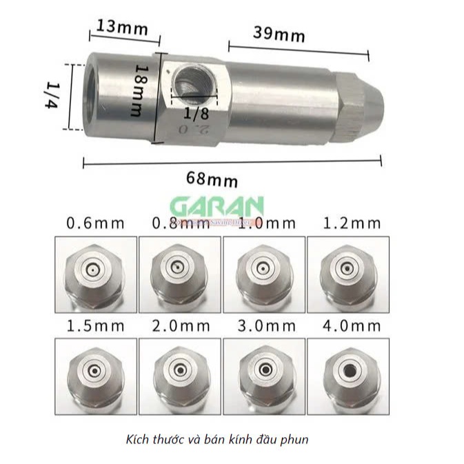 Béc phun dầu đốt DN8, 1/4 inch, bằng inox 304 ren trong | Shopee Việt Nam