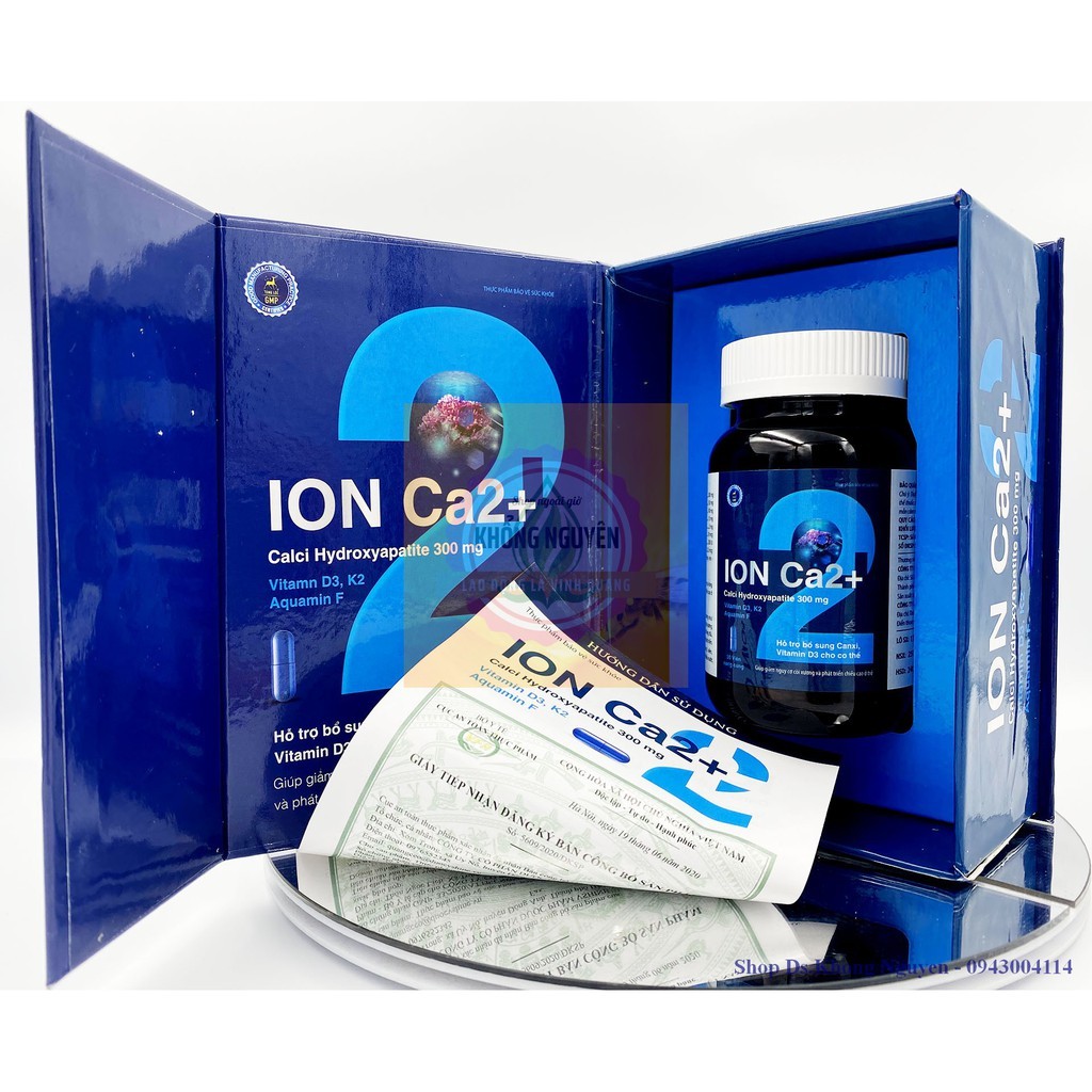 ION CA2+ VSHINE bổ sung calci hữu cơ, D3K2, không gây nóng trong hộp 30 ...