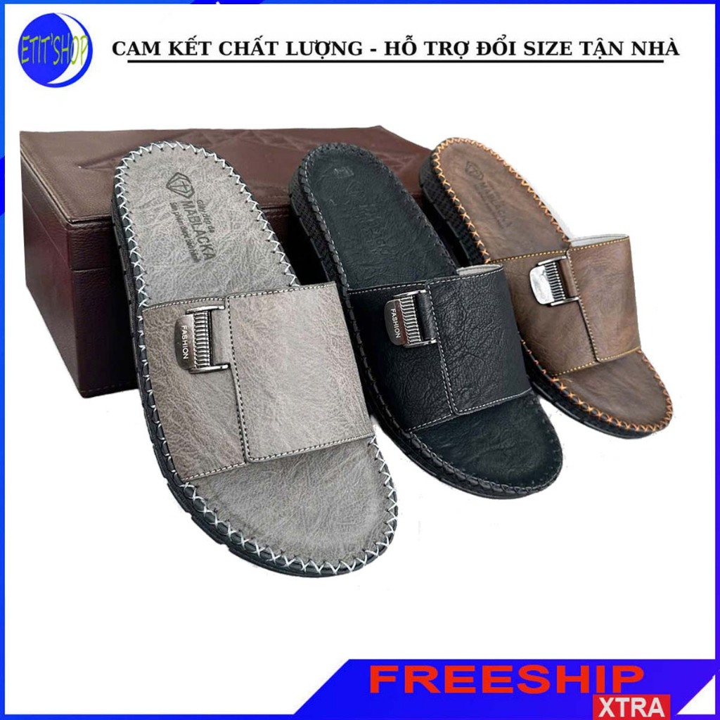 Dép da nam quai ngang đẹp, kiểu dáng trẻ trung, cao cấp - D92.1 | Shopee Việt Nam