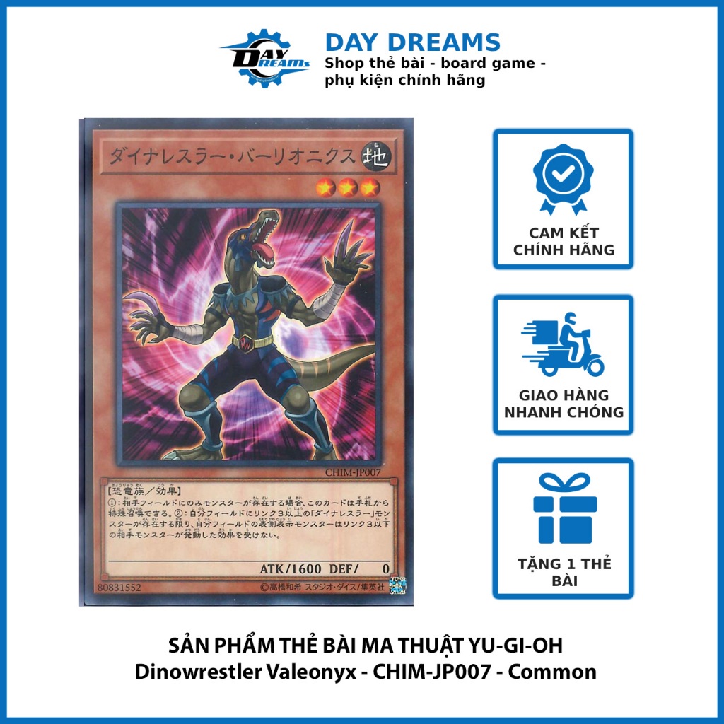 THẺ BÀI YUGIOH CHÍNH HÃNG: Dinowrestler Valeonyx - CHIM-JP007 - Common | Shopee Việt Nam