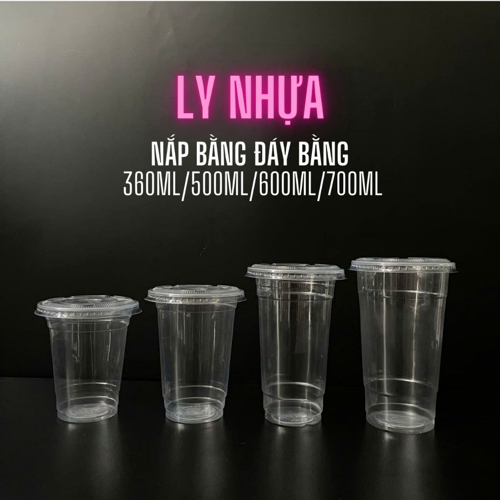 [Combo 50 Ly] Ly Nhựa Nắp Bằng Đáy Bằng 360ml/500ml/600ml/700ml nhựa PP Nắp Fi95 | Shopee Việt Nam