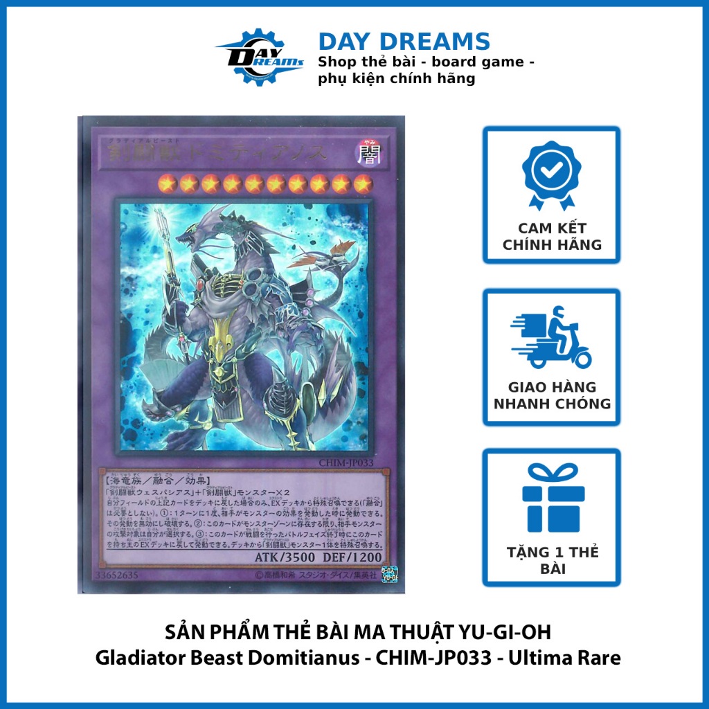 THẺ BÀI YUGIOH CHÍNH HÃNG: Gladiator Beast Domitianus - CHIM-JP033 - Ultimate Rare | Shopee Việt Nam